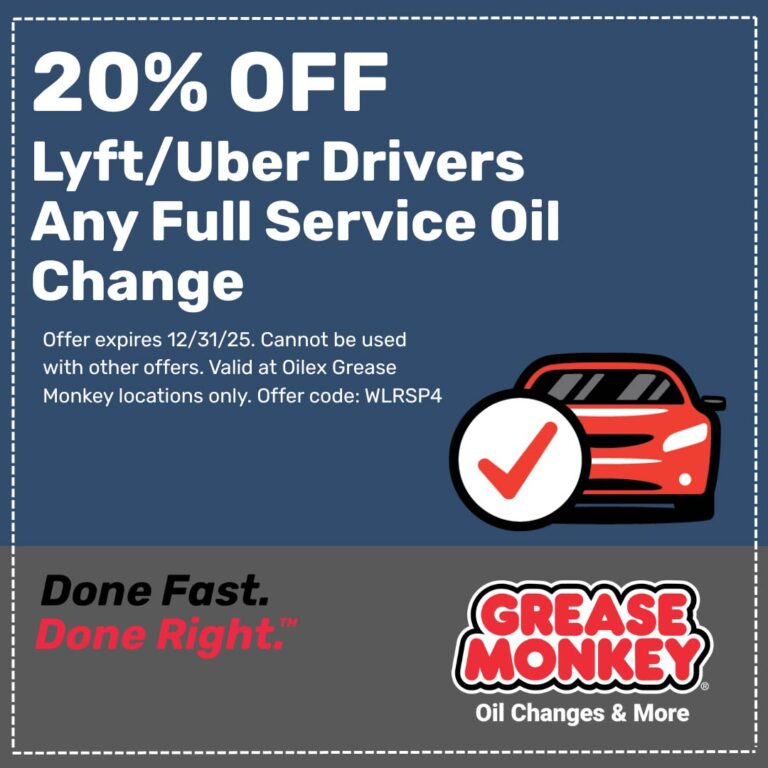 Grease Monkey Coupons & Special Offers | Valid in CO, AZ, TX